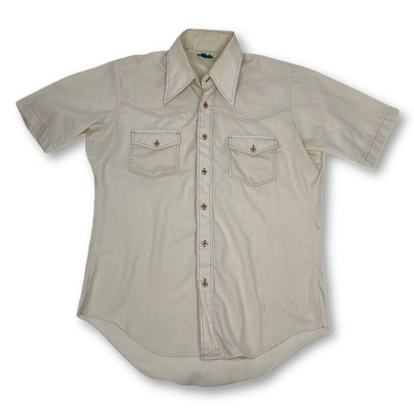 Vintage | Shirts | Vintage Kmart Western Cream Pale Yellow Work Shirt ...